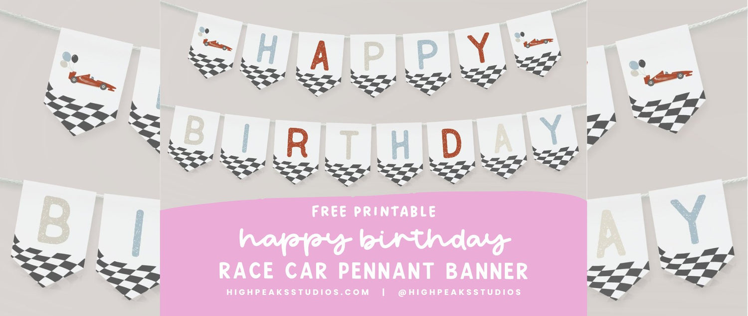 Free Race Car Birthday Printable – High Peaks Studios LLC