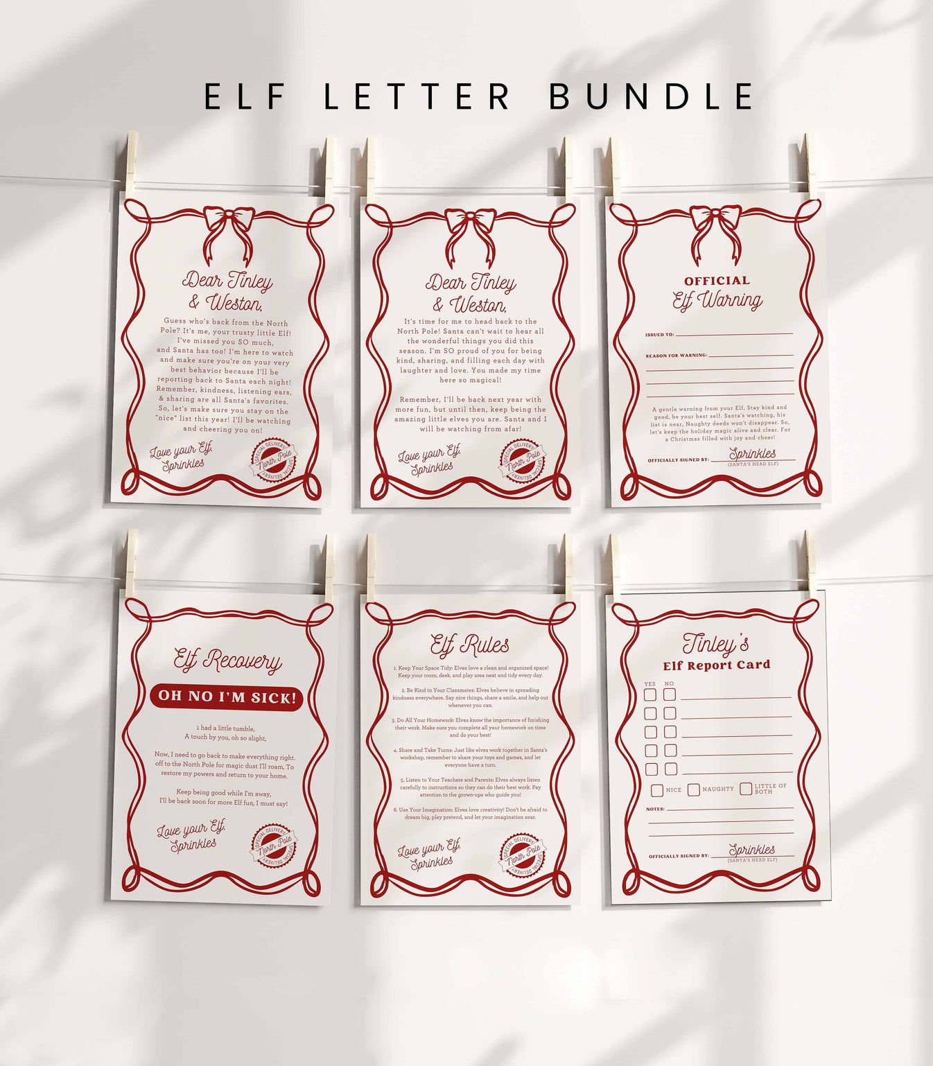 Whimsical Bow and Scallop Elf Letter Bundle – High Peaks Studios LLC