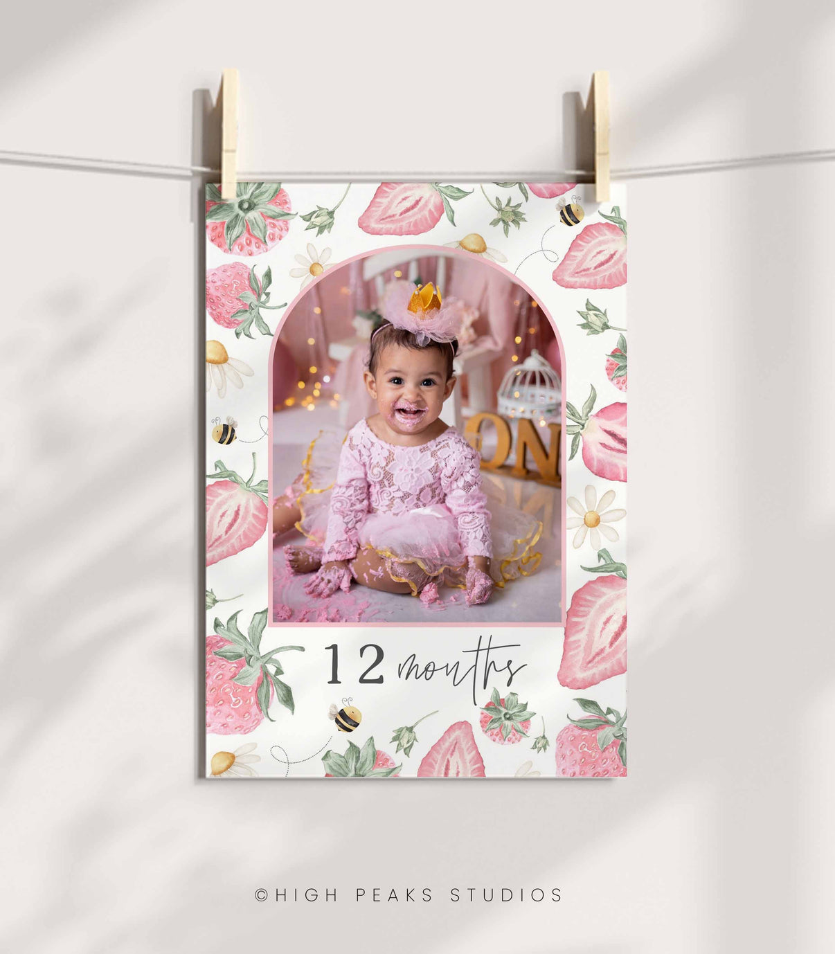 Strawberry 12 Month Photo Board Template – High Peaks Studios LLC
