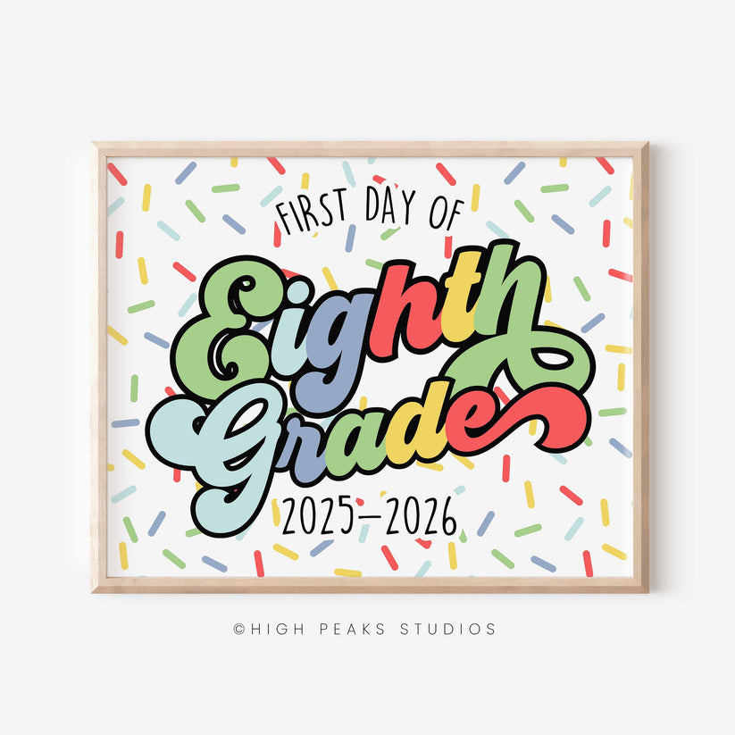 First Day of Eighth Grade Sign Printable – High Peaks Studios LLC
