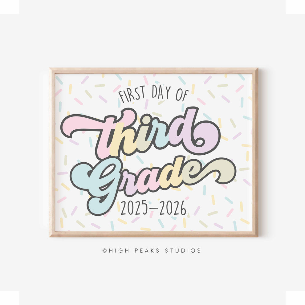 First Day of Third Grade Sign Printable – High Peaks Studios LLC