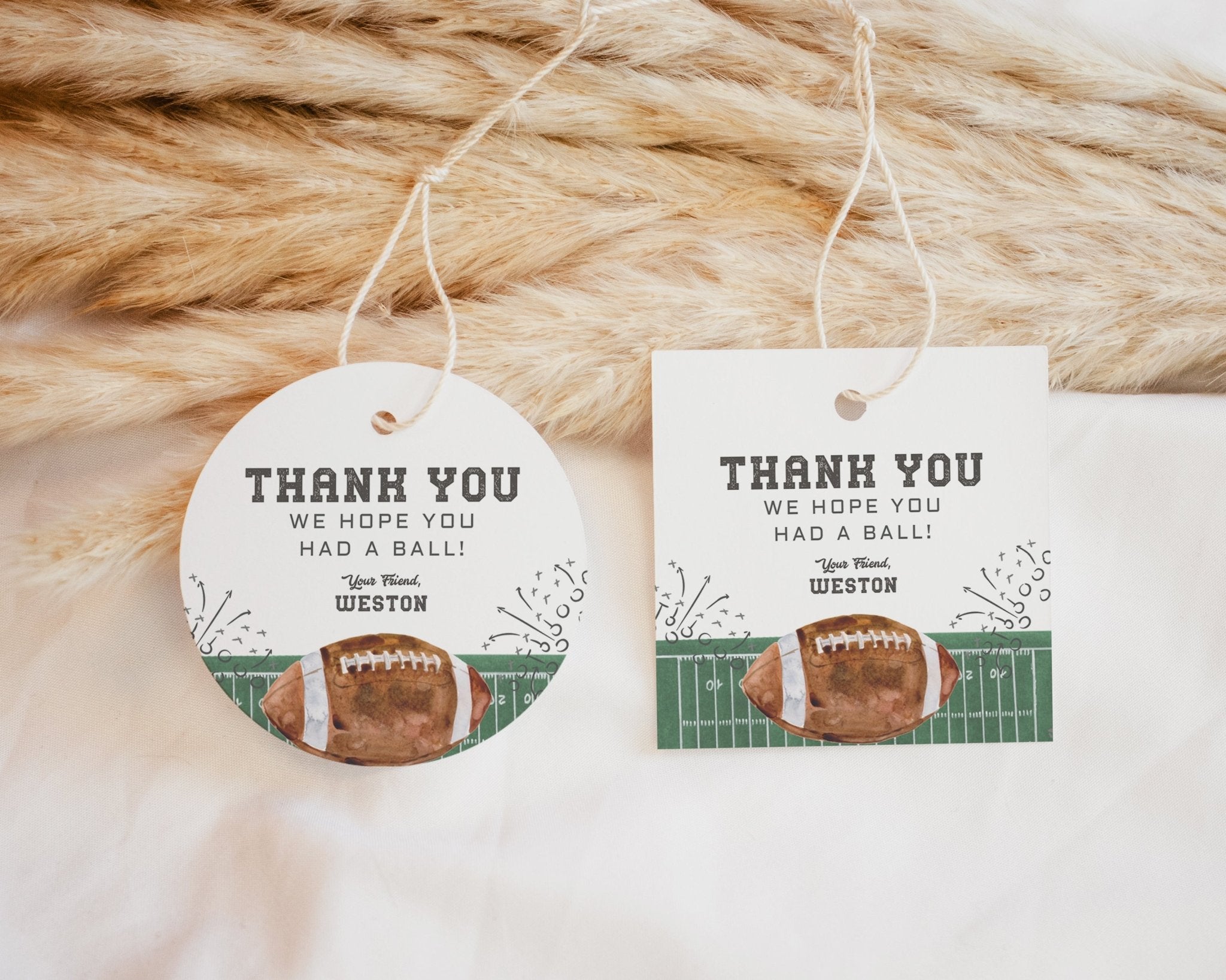 Football Circle and Square Printable Favor Tags – High Peaks Studios LLC