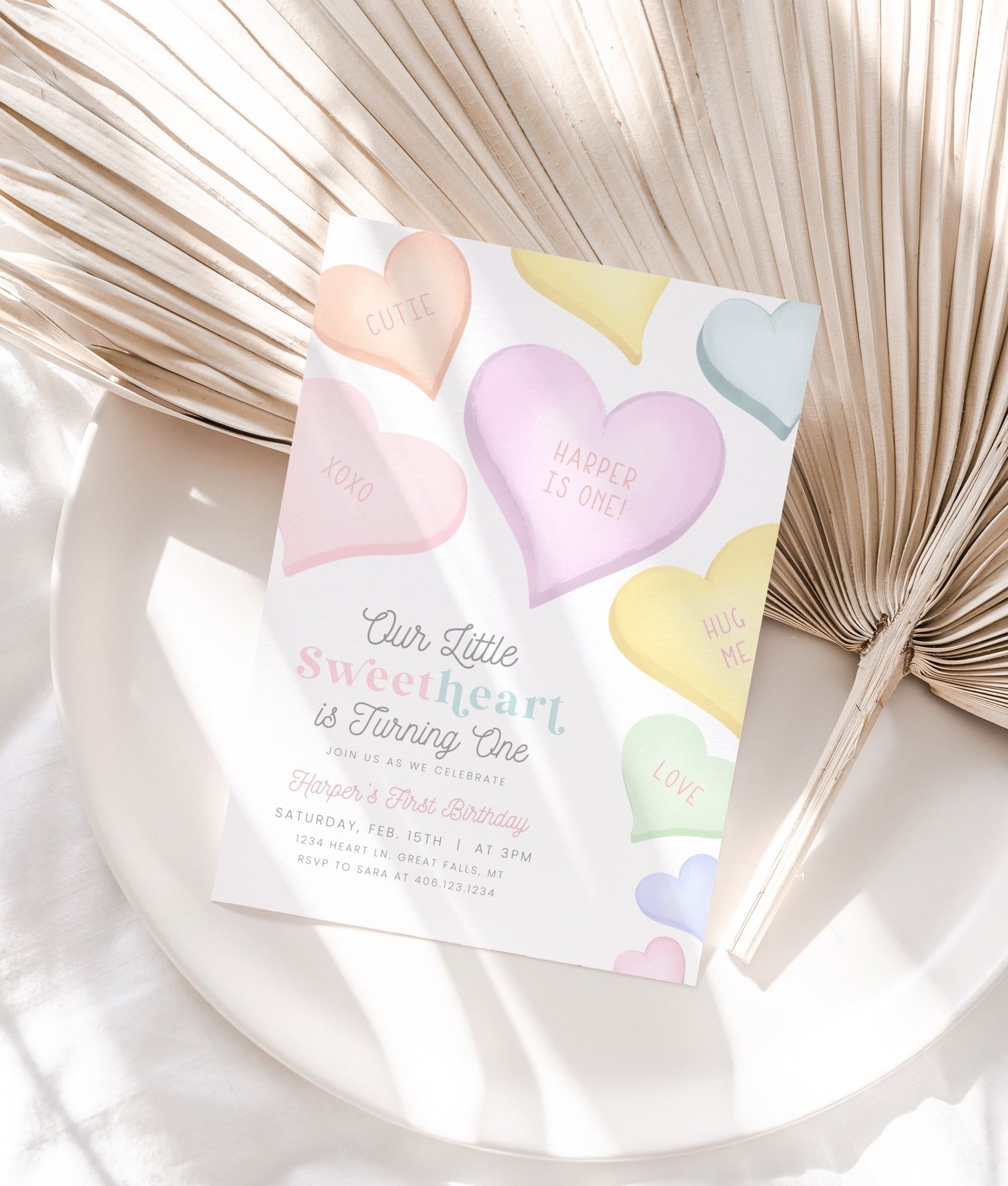 Conversation Heart Birthday Invitation Printable – High Peaks Studios LLC