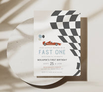 Fast One Race Car Birthday Invitation – High Peaks Studios LLC