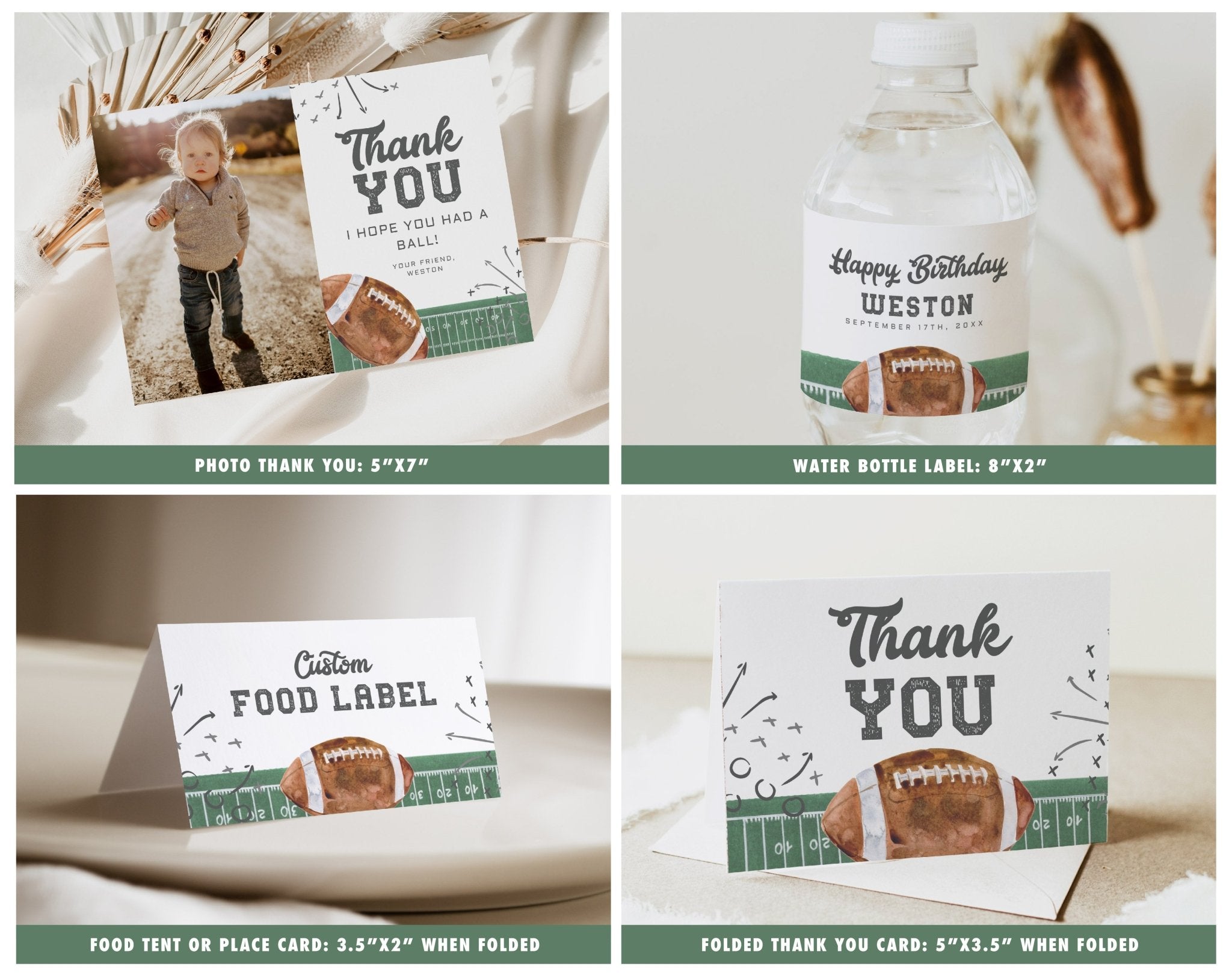 Football First Year Down Birthday Invitation Bundle – High Peaks ...