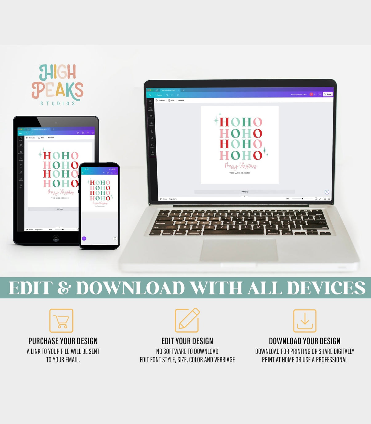 HO HO HO Printable Christmas Gift Tag – High Peaks Studios LLC