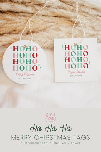 HO HO HO Printable Christmas Gift Tag – High Peaks Studios LLC