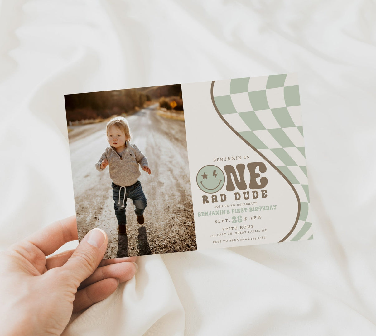 One Rad Dude Photo Birthday Invitation Printable – High Peaks Studios LLC