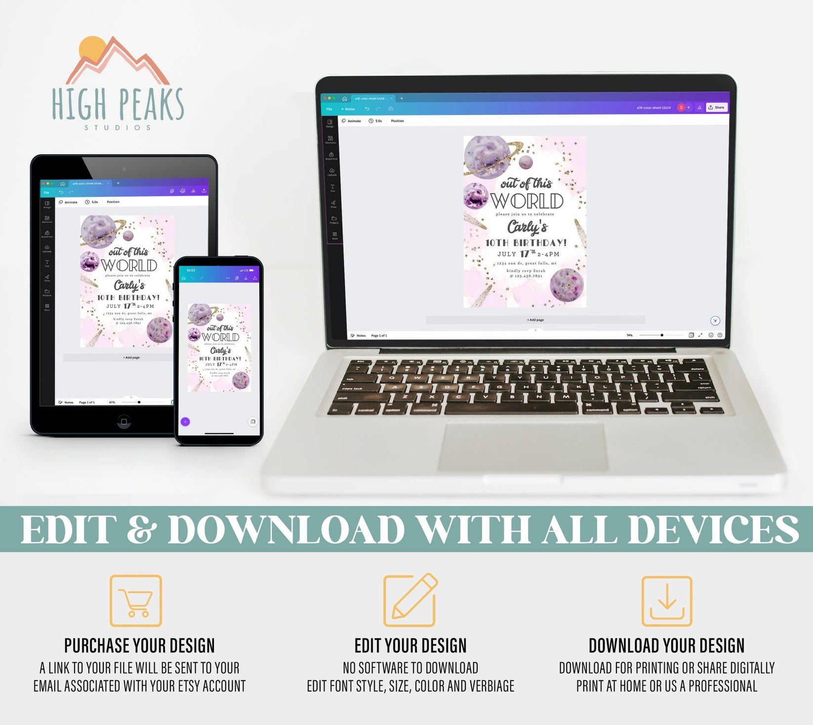 Out of this WORLD Galaxy Birthday Invitation Template – High Peaks ...