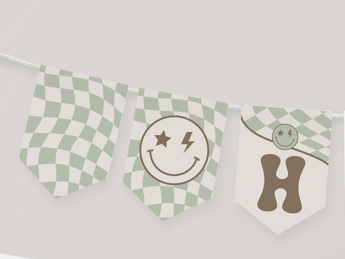 Smiley Face Happy Birthday Banner Printable – High Peaks Studios LLC