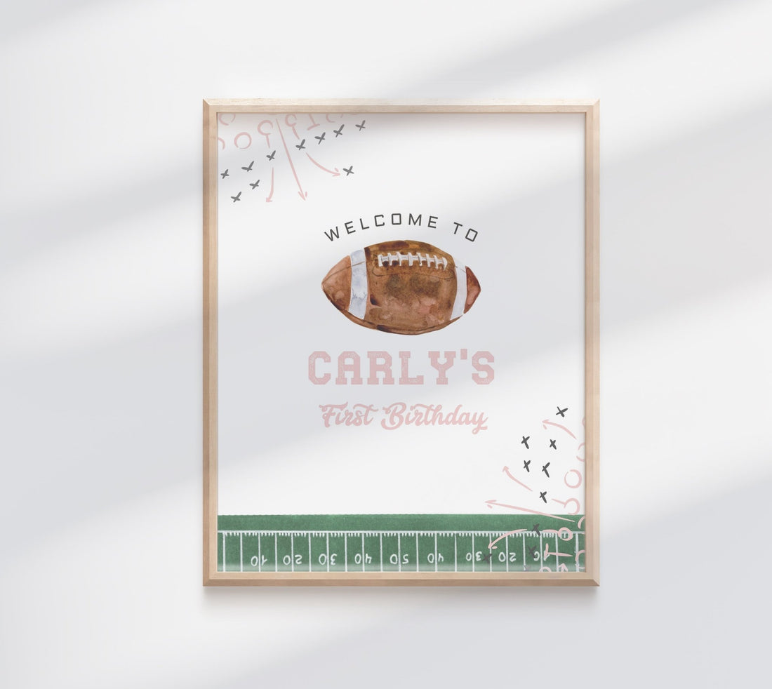 Welcome Sign Printable Poster - Football Birthday Party - Girl – High ...