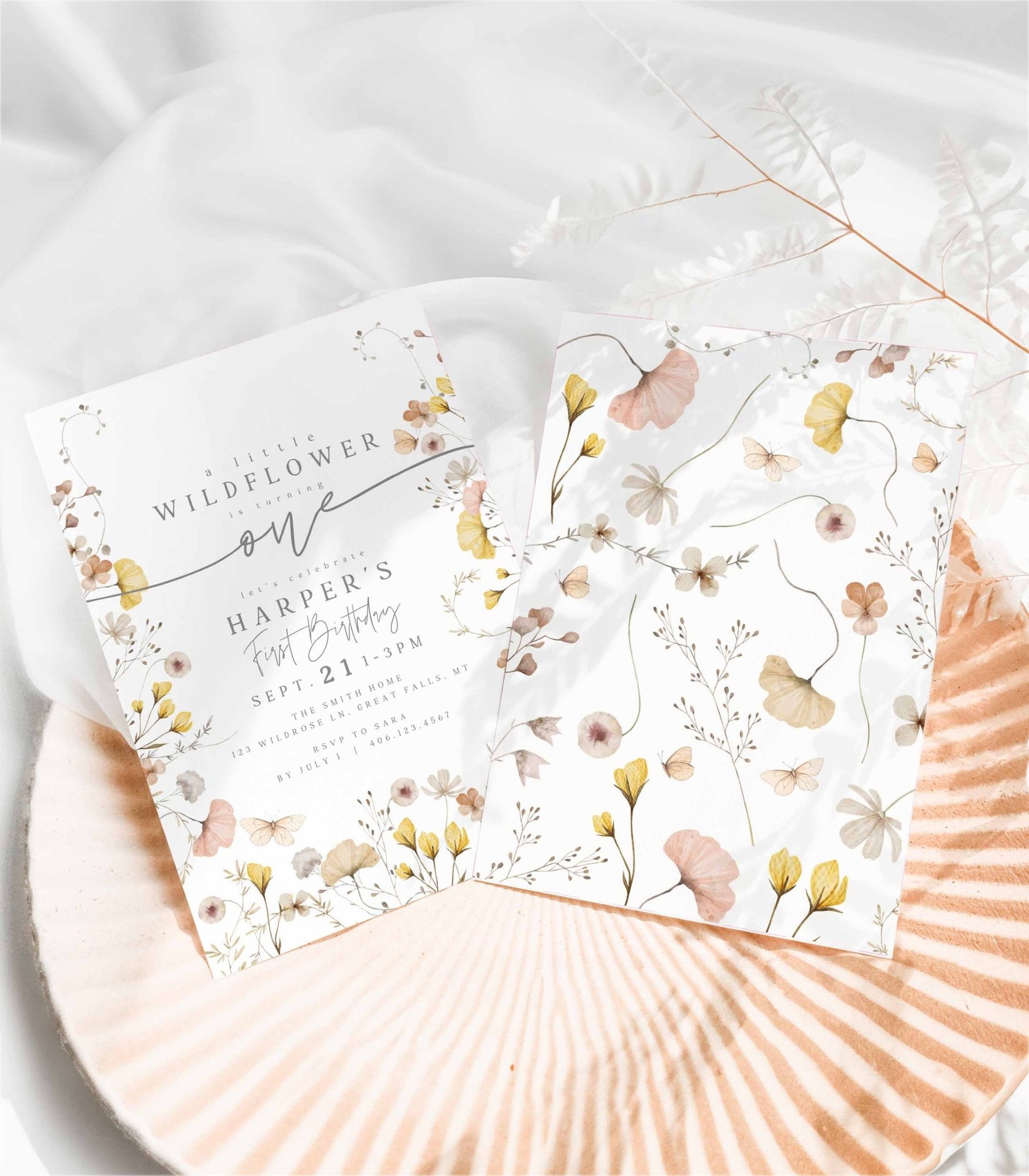 Wildflower First Birthday Invitation – High Peaks Studios LLC