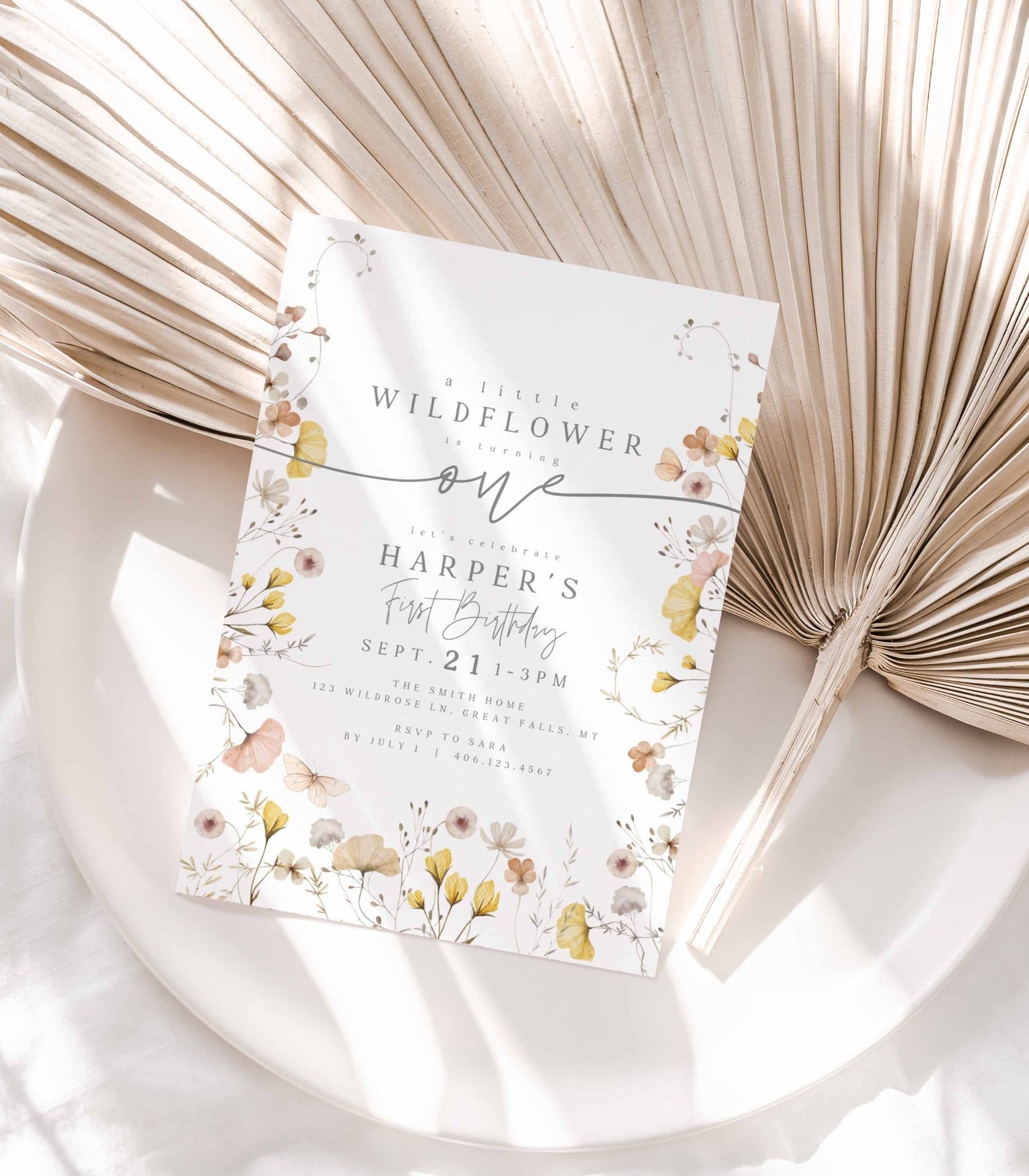 Wildflower First Birthday Invitation – High Peaks Studios LLC